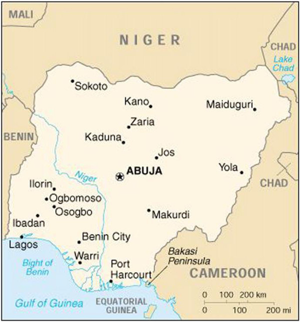 Map of Nigeria.